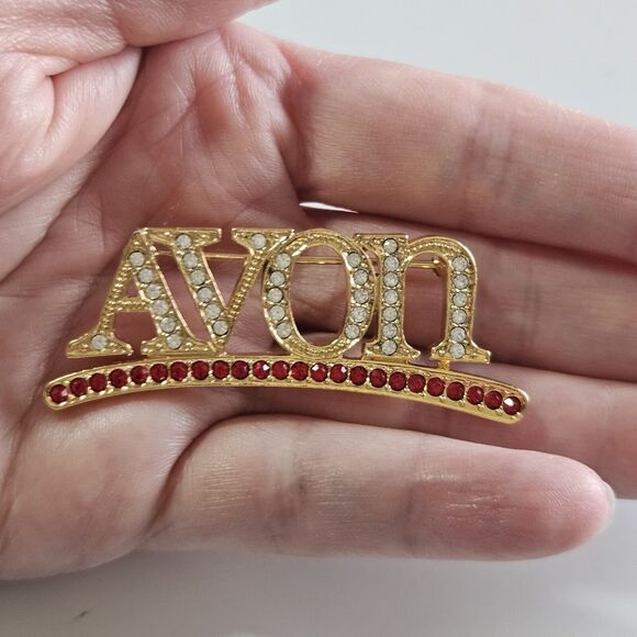 Avon | Jewelry | Vintage Avon Word Red Crystal Red And Crystal ...